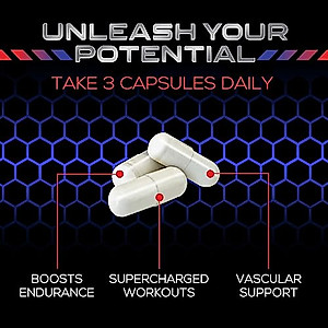 Extra Strength Nitric Oxide Supplement L Arginine 3X Strength - Citrulline Malate, AAKG, Beta Alanine - Premium Muscle Supporting Nitric Oxide Booster for Strength & Energy Supplements - 240 Capsules