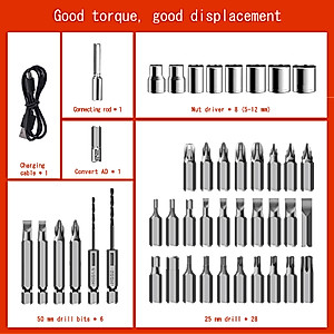 47 Piece Electric Screwdriver DIY Cordless Drill Set 3.6V with LED Light & Rechargeable Lithium Battery Carrying Case and Screw Driver Bits by SAKAKI (Orange)