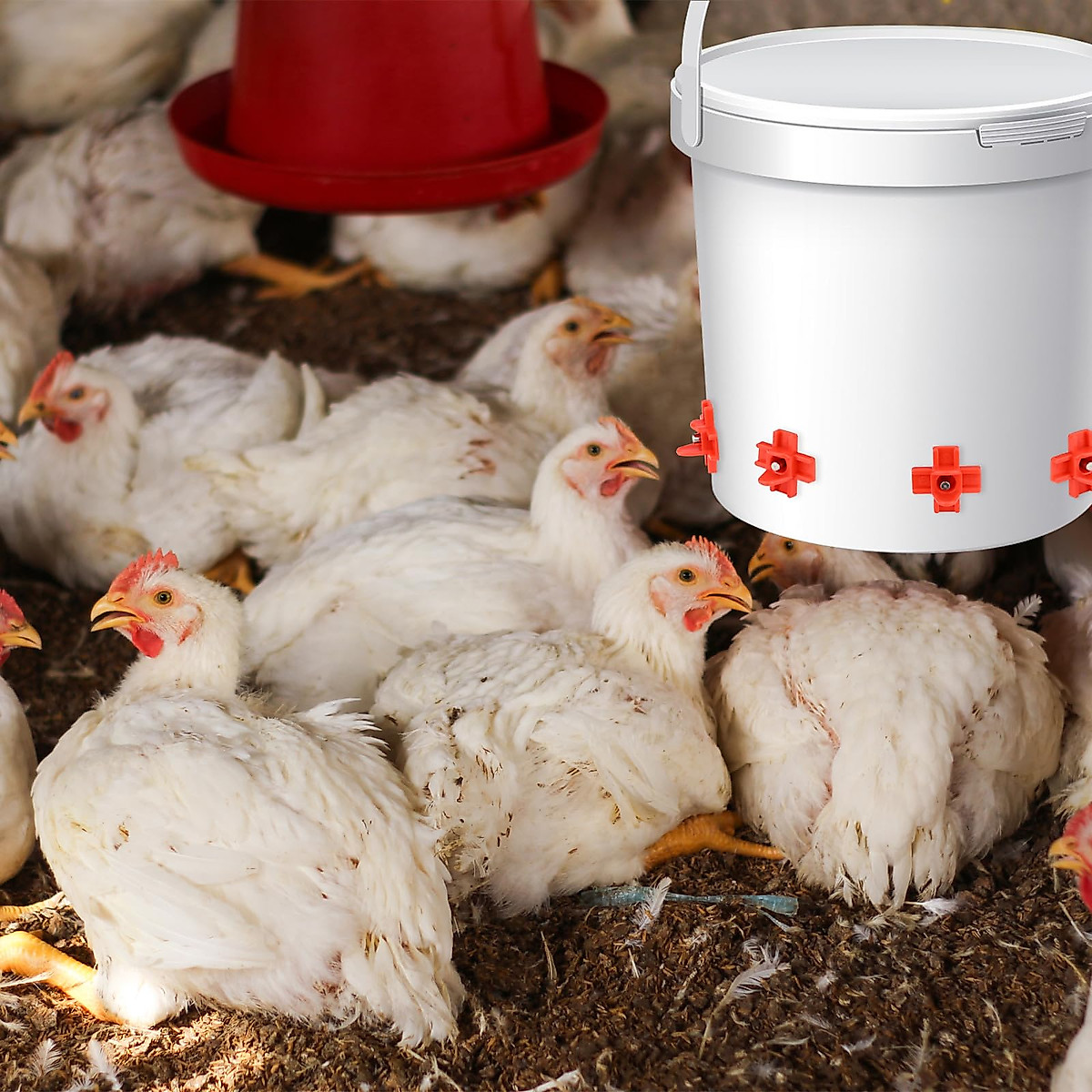 Chicken Water Nipples, 25 Pcs Horizontal Poultry Automatic Waterer Nipples for Bucket with 25 Pcs Ring Gaskets, 25 Pcs Wing Nuts, 9mm Drill Bit and an Installation Tool Ullnosoo