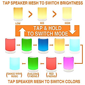 ZHOPPY Night Light Bluetooth Speaker for Teenage Girls/Boys, Touch Control Bedside Lamp Portable Table Lamp Color LED Speaker Light