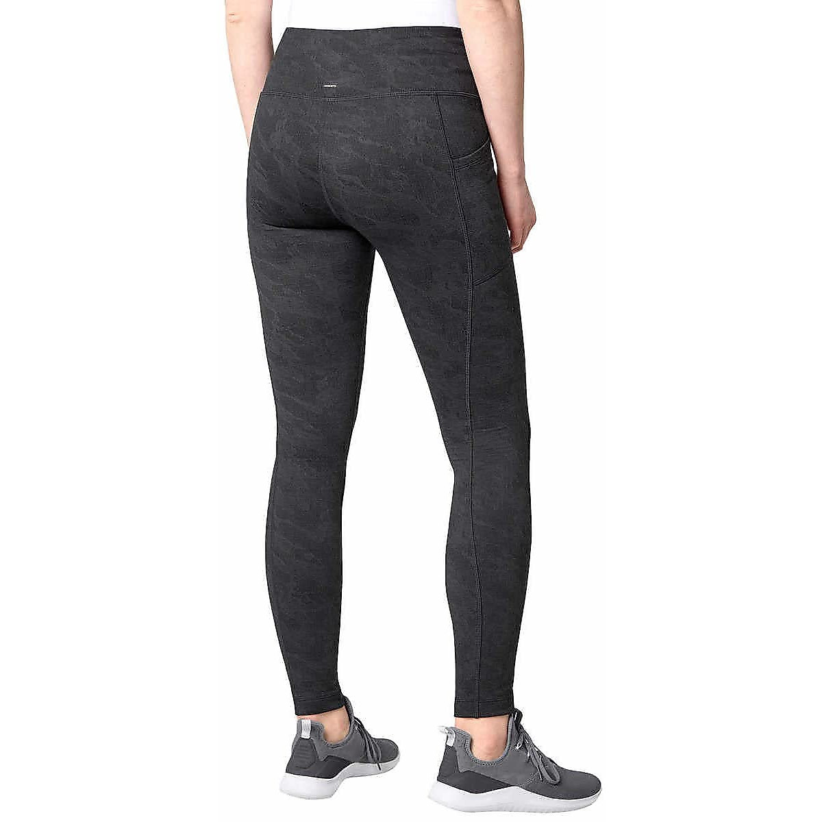 Mondetta Womens Midweight Brushed Jacquard Legging (Large, Black Combo)