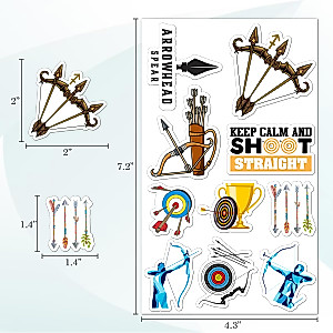 50 Pack Pcs Archery Stickers for Water Bottles Waterproof Vinyl Laptop Luggage Scrapbooking Funny Sports Sticker Packs Set Bulk Teens Adults Students Boys Aesthetic Small Decals