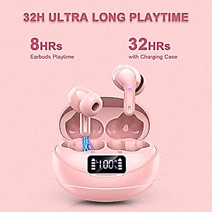 Wireless Earbud, Bluetooth 5.1 Earphones Hi-Fi Stereo Wireless Headphones 32H True Wireless Ear Buds Bluetooth Earbuds Sport IP7 Waterproof Headset In-Ear Headphones with Mic and Type C for Travel Gym