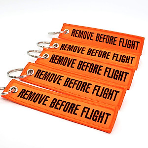Rotary13B1 Remove Before Flight Keychain - NEON Orange/Black 5PCS