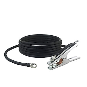 300 Amp Welding Ground Clamp Lead Assembly - Terminal Lug Connector - #1 AWG cable (15 FEET)