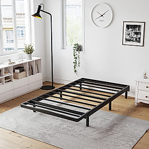 Aardhen Twin 2 Inch Box Spring & Bed Slat Replacement/Metal Frame with Steel Slats/Quick Lock Bunkie Board/Easy Assembly