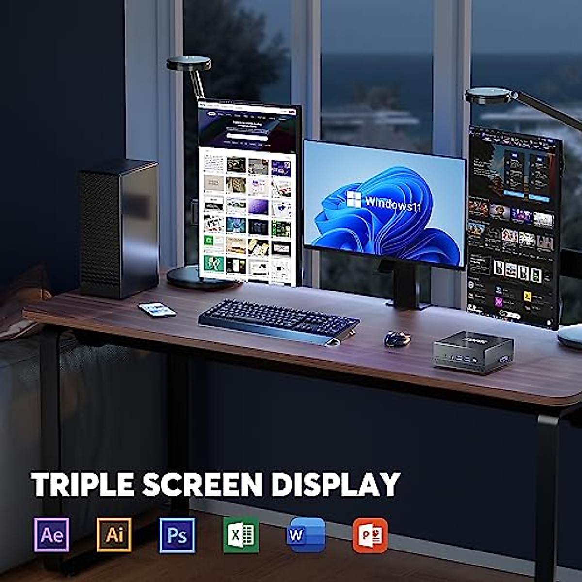 ACEMAGIC Mini PC Intel i7 11390H(Up to 5.0GHz), Mini Computer Desktop PC, 16GB DDR4 512GB M.2 NVMe PCIe 3.0 SSD Small Computer Tower Micro PC Support 4K UHD/WiFi 6/BT 5.2/Dual HDMI/LAN/USB 3.0/VESA