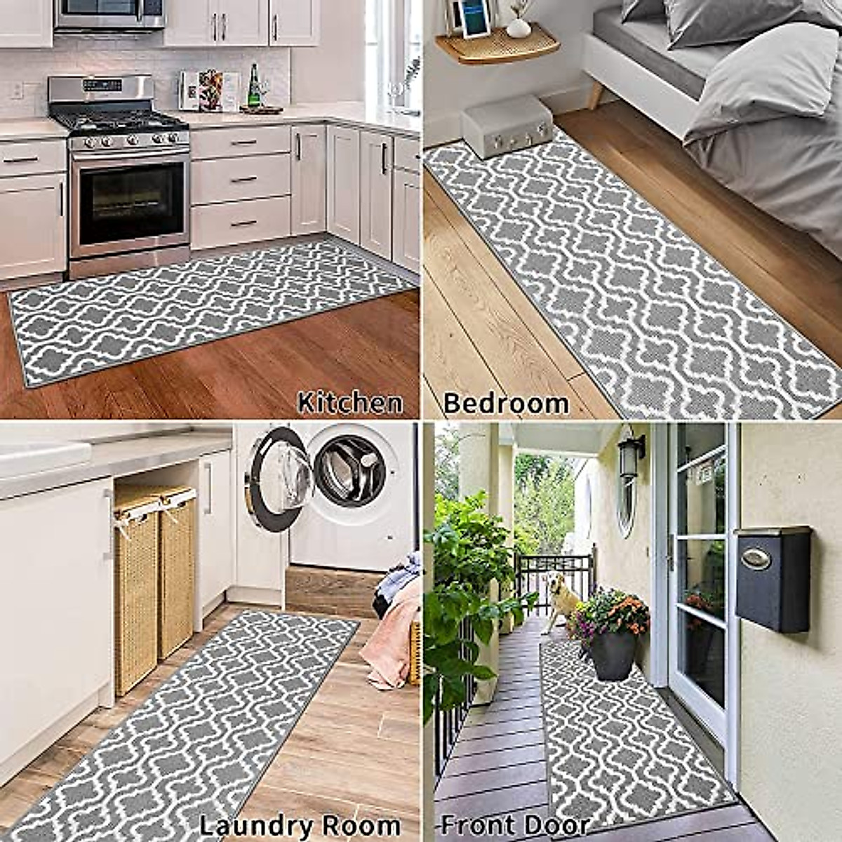 HEBE Indoor Door Mat Runner 20"x59" Non Slip Front Door Welcome Mats Washable Shoe Mats Dirt Trapper for Entryway Low Profile Kitchen Carpet for Entrance Hallways Entrance Mat for Dogs