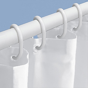 Cheeroyal Plastic Shower Curtain Rings,Pack of 12 White Bathroom Shower Hooks Loop Clips Bath Drape Replacement C-Rings Pole and Rail Window Rod (Purple)