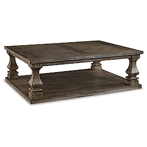 Signature Design by Ashley Johnelle Farmhouse Coffee Table with Weathered Gray Finish, Gray and Modern Country Rectangular End Table, Weathered Brown