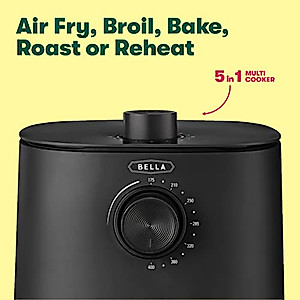 BELLA 2.9QT Manual Air Fryer, No Pre-Heat Needed, No-Oil Frying, Fast Healthy Evenly Cooked Meal Every Time, Removeable Dishwasher Safe Non Stick Pan and Crisping Tray for Easy Clean Up, Matte Black