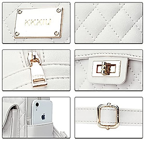 KKXIU Fashion Small Backpack Purse for Women Quilted Synthetic Leather Mini Bookbag (a-white)
