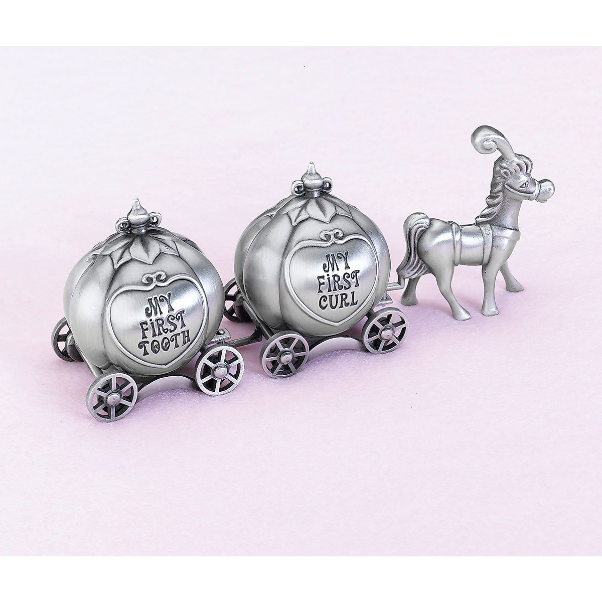 Lillian Rose Keepsake Pewter Tooth and Curl Box, Fairytale Coach,2x5 Inch (Pack of 1)