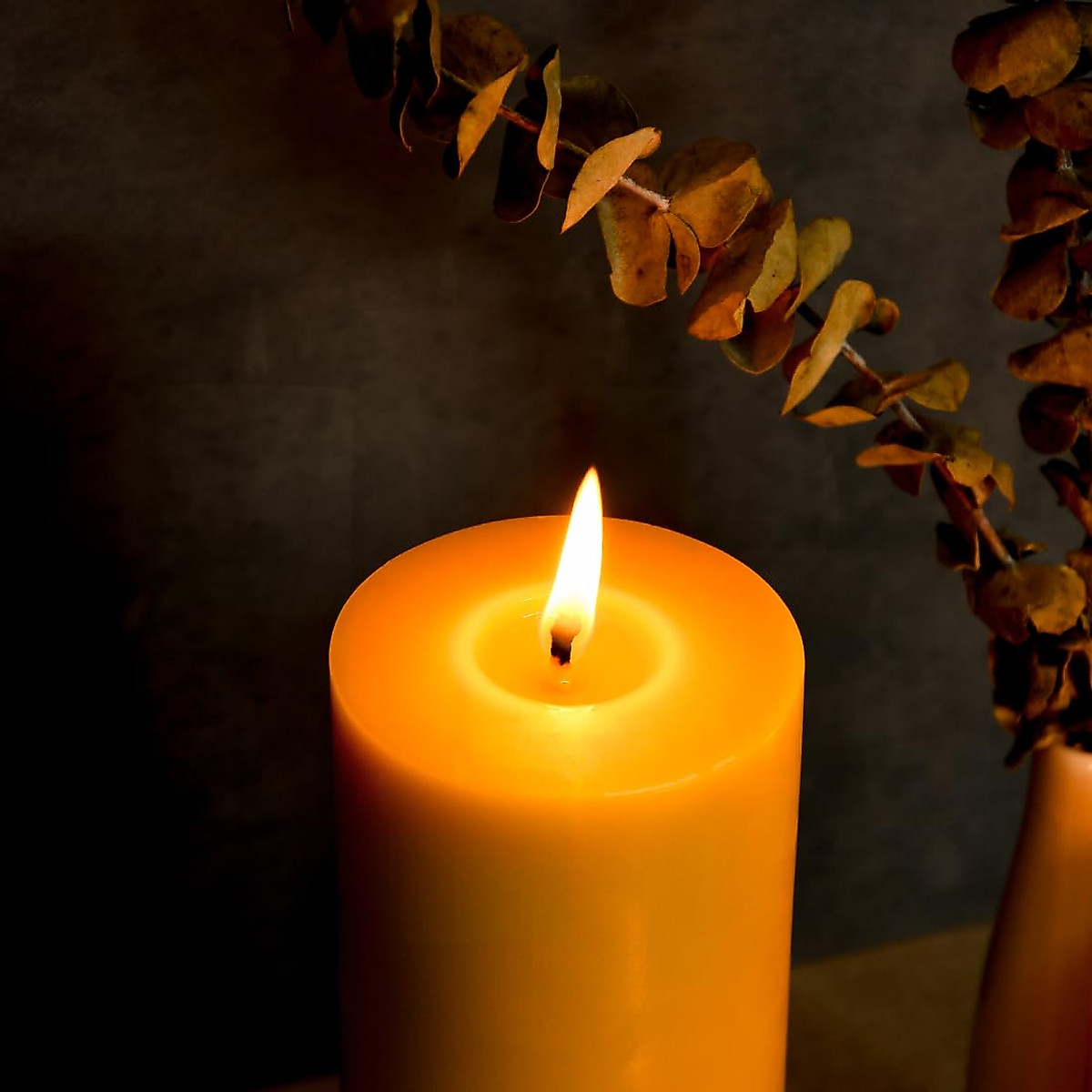 AGLARY 3"x 6" Large Beeswax Pillar Candle, Made of Pure Natural Beeswax, with Ultra Long Burning Time and Low Allergenicity-Raw，82H