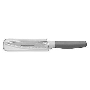 BergHOFF Leo Ceramic Coated Non-Stick Serrated Utility Knife, 11.5cm, Stainless Steel, Grey, 3.5 x 24 x 2 cm