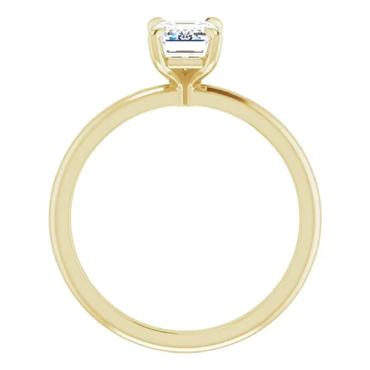 Handmade Engagement Ring 1 Carats Emerald Cut Moissanite Solitaire Wedding Bridal Rings for Women/Her Anniversary Propose Gifts (925 Silver (Yellow Gold Plated))