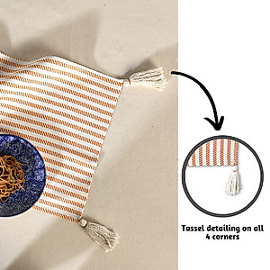 Folkulture Table Runner 72 Inches Long with Tassels for Dining Table Decor, 100% Cotton Farmhouse Style Table Runner, Boho Runner for Home Décor, Coffee Table Runner (Russet Orange)