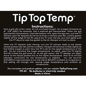TipTopTemp Attachable Grill Temperature Regulator TTT-02