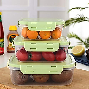 HoleviFO Food Containers Set with Lids Airtight - Plastic Lunch Bento Boxes - Meal Prep Containers, Microwave, Dishwasher, and Freezer Safe (Green)