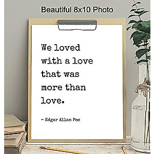 Edgar Allan Poe Quote Poster - 8x10 Romantic Wall Art Decor - Gift for Wife, Girlfriend, Women, Her, Anniversary - Home Decoration for Living Room, Bedroom, Bathroom - Annabel Lee Poem