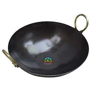 Marshal 11 INCH INDIAN PURE IRON LOHA KADHAI DEEP FRYING PAN KADHAI FOR FRYING, COOKING
