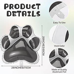 Hungdao 9 Pcs 28 x 26 Inch Dog Paw Balloons Paw Print Foil Balloons Large Puppy Birthday Party Supplies Balloons for Baby Shower Pets Dog Themed Party Decorations (Grey)