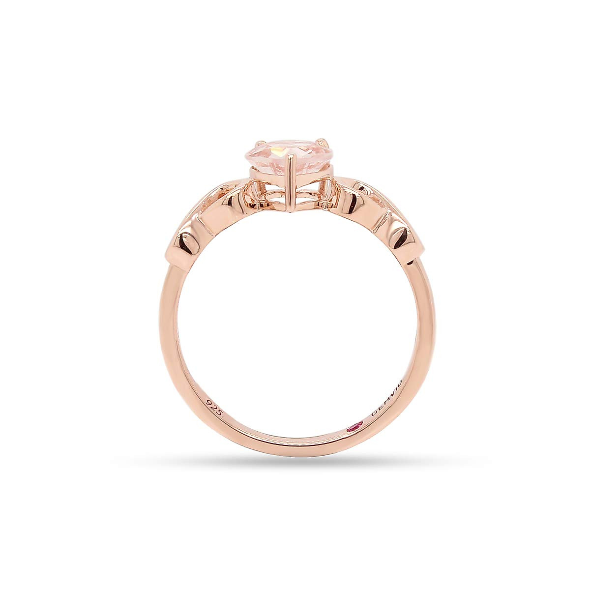 GEMVIO Collection 6MM Heart shape Peach Morganite Gemstone Infinity Heart Engagement Wedding Ring in 14K Rose Gold Over Sterling Silver Gifts for Women (0.67 Cttw) Ring Size-5