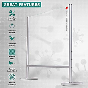LITA888 Sneeze Guard for Desk Plastic Partition Divider - Plexi Glass Protector Stand - Protective Plexiglass Barrier Counter Shields - Adjustable Opening - 30" x 25" - Commercial Office Schools Store