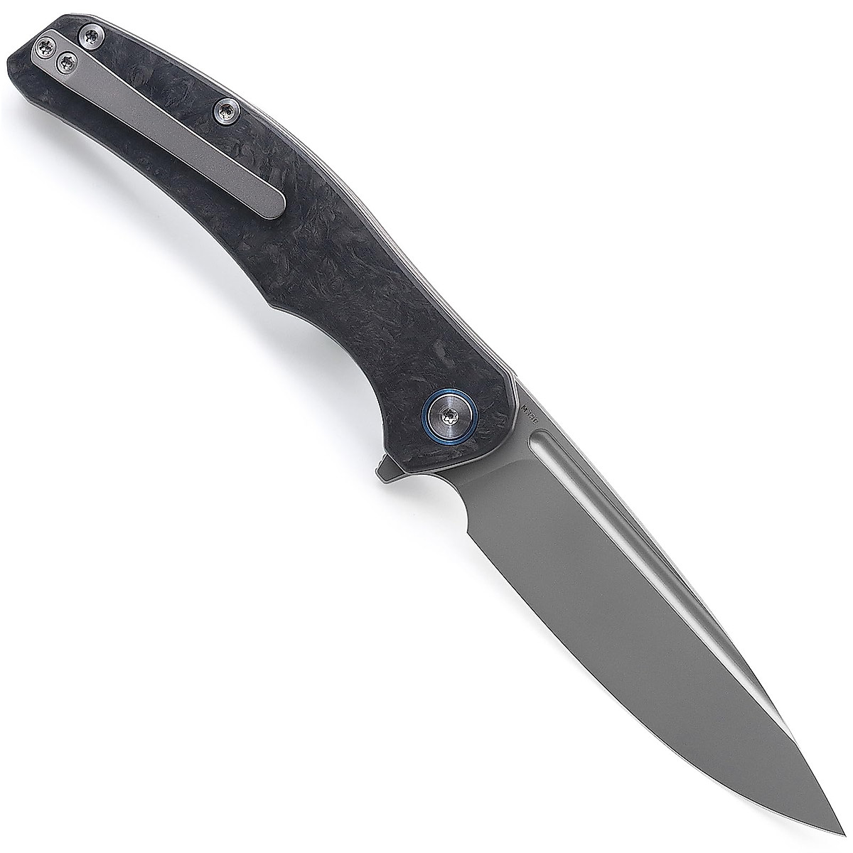 Miguron Knives M Velona Flipper Folding Knife,3.5" M390 Blade Sandblasting Titanium Handle With Carbon Fiber, Camping Hiking Pocket Knife MGR-613GYS