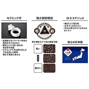 CAPTAIN STAG UW-3501 Captain Stag, 18-8 Stainless Steel, Handy Coffee Grinder, S (Ceramic Blade)