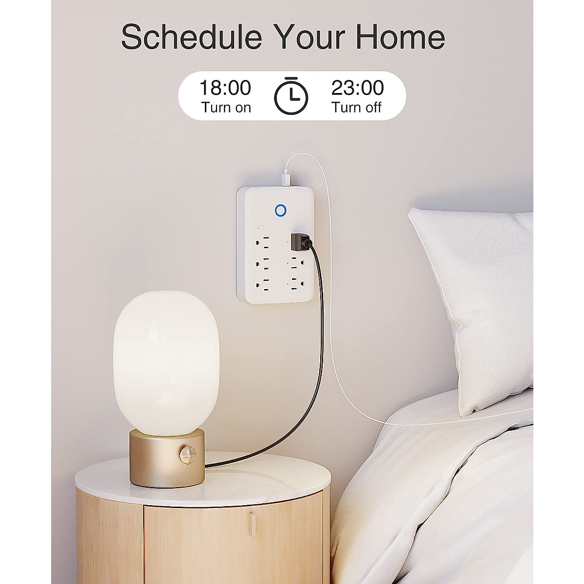 GHome Smart Plug Outlet Extender, USB Surge Protector 3 Individually Controlled Outlets and 3 USB Ports, WiFi Plug Works with Alexa Google Home, Outlet Timer Wall Adapter, 2.4GHz Wi-Fi Only, 15A/1800W