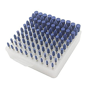 100 Pcs 𝐑𝐨𝐭𝐚𝐫𝐲 𝐆𝐫𝐢𝐧𝐝𝐢𝐧𝐠 𝐒𝐭𝐨𝐧𝐞𝐬 - 1/8 Inch Shank Abrasive Mounted Stone Grinding Bits for Dremel Rotary Tools (Blue)