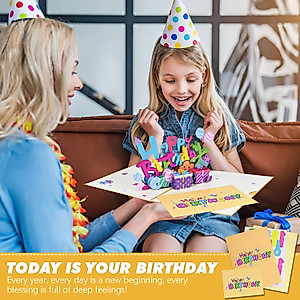 Oalushf Pop Up Cards, 3D Alphabet Happy Birthday Card with Envelopes and Note Tag, Greeting Cards Birthday Gifts for Women and Men (5 * 7)