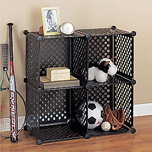 Organize It All Set of 4 Stacking Cubes, Dimensions: 30.2 x 30.2 x 14.8 inches, Stackable Cubes, Great for Any Room, Home Organization, Black