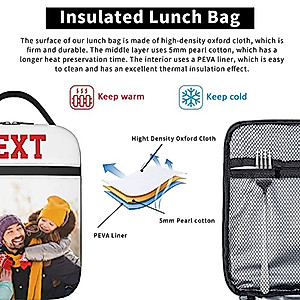 Custom Lunch Bag Box, Personalized Custom Lunch Box with Photo Text, Customized Insulated Lunch Tote Bag for Family Friends, School Office Picnic