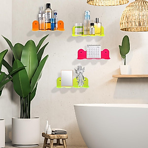 Soaoo 4 Pack Acrylic Small Floating Shelves Neon Acrylic Shelf Funky Small Floating Shelf Colorful Display Shelf with Screw Wall Mounted Display Stand for Plants Makeup
