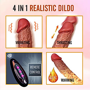 Realistic Vibrating Thrust Dildo Vibrator Adult Sex Toy, 7.9 Inch Heated Dildo with Powerful Suction Cup, Silicone Adult Sex Toys for Women Couples