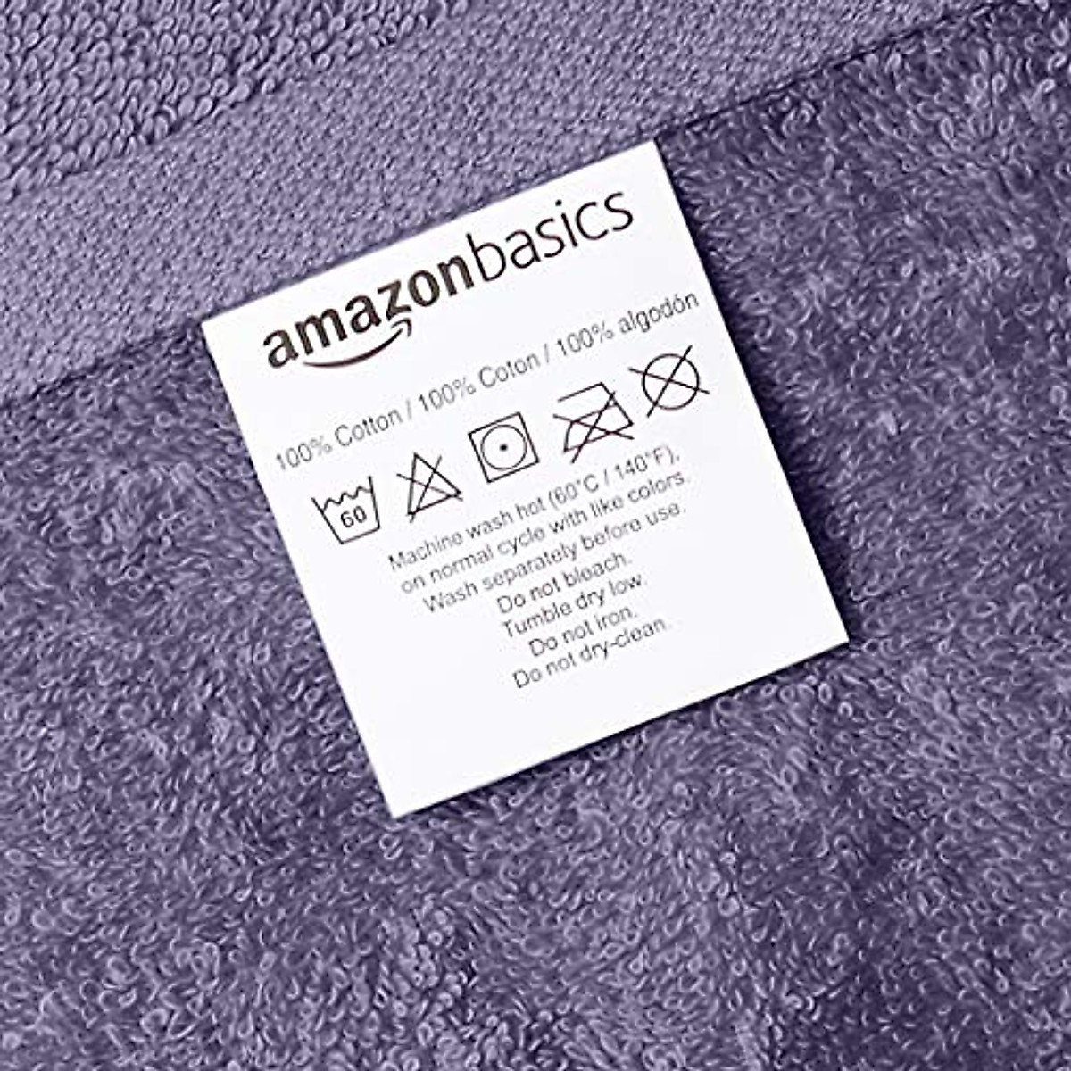 Amazon Basics Cotton Hand Towel - 24-Pack, Lavender, 16" x 26"