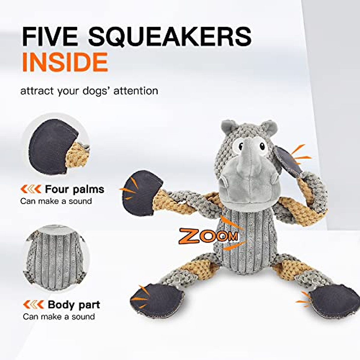 X-XDUN Dog Toys Dog Plush Toys for Aggressive Chewers, Indestructible Dog Squeaky Toys,Durable Teething Chew Toys for Medium and Large Breed Puppy Chew Toys Small Dogs to Keep Them Busy