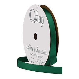 Berwick Offray 069233 3/8" Wide Single Face Satin Ribbon, Forest Green, 6 Yds