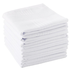 Men's Handkerchiefs 100% Soft Cotton White Hankie Hankerchieves