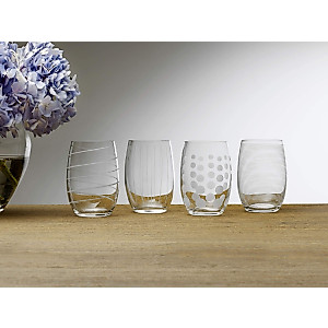 Mikasa Cheers Stemless Wine Glasses (Set of 4) and Highball Glasses (Set of 4), Clear