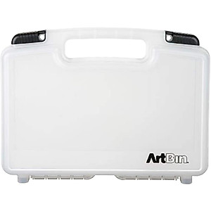 ArtBin 8014AB 14 Inch Quick View Carrying Case - 14 in. x 3.375 in. x 10.25 in., Lockable Art and Craft Supply Storage with Latches and Handles, Portable, Clear