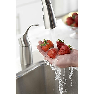 KOHLER 649-VS Simplice Pull-Down Bar Sink Faucet, Prep Sink Faucet, Kitchen Sink Faucet with Pull Down Sprayer, Vibrant Stainless