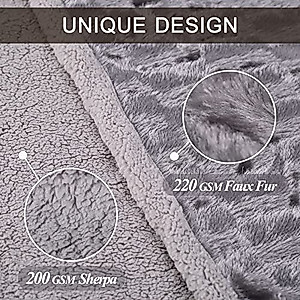 Ailemei Direct Faux Fur King Size Sherpa Blanket for Couch, Soft Fluffy Fuzzy Blankets Reversible, Warm Cozy Brushed Furry Big Large Bed Blanket for Fall Winter, Plush Comfy Throw Blankets, Grey