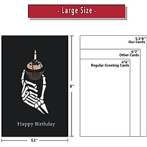 Ziwen Rude Birthday Cupcake Card, Funny Gothic Day Gifts for Her Him, Happy Birthday Card for Men Women, Bday Cupcake Skeleton Gothic Card, Dirty Black Skeleton Birthday Day Gifts for Husband Wife……