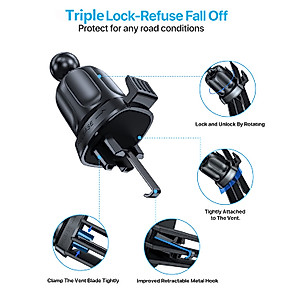 Miracase 2024 Upgrade Universal Car Phone Holder Mount for Air Vent, Sturdy and Thick Case Friendly Hands-Free Mount for iPhone, Samsung, and All Smartphones