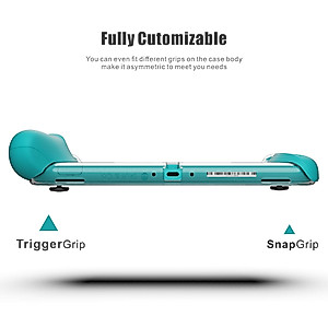 Skull & Co. GripCase Lite Bundle: A Comfortable Protective Case with Replaceable Grips [to fit All Hands Sizes] for Nintendo Switch Lite- Gray