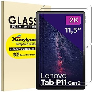 XunyLyee [2 Pack Screen Protector for Lenovo Tab P11 2nd Gen 11.5 Inch, Easy Installation Tempered Glass for Lenovo Tab P11 2nd Gen TB-350FU/TB-350XC