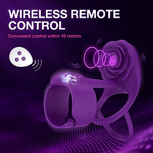Vibrating Cock Ring Sex Toys for Couples - RIDMII 3 in 1 Vibrating Penis Ring with 10 Vibration, Rose Shaped Female Clitoral Stimulator Vibrators with Remote